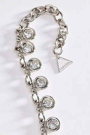 Anthropologie Brushed Bezel Crystal Necklace - Silver