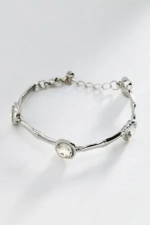 Anthropologie Chunky Bezel Crystal Bracelet - Silver