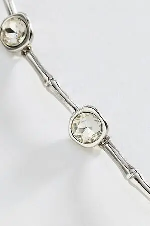 Anthropologie Chunky Bezel Crystal Bracelet - Silver