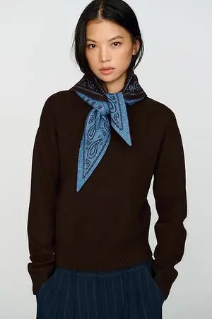 525 Pullover Sweater With Scarf - Chocolate