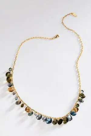 Anthropologie Floatg Crystal Necklace Olive