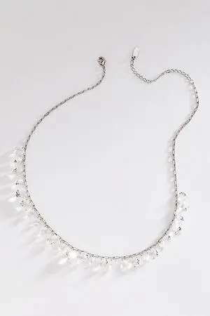 Anthropologie Floatg Crystal Necklace Silver