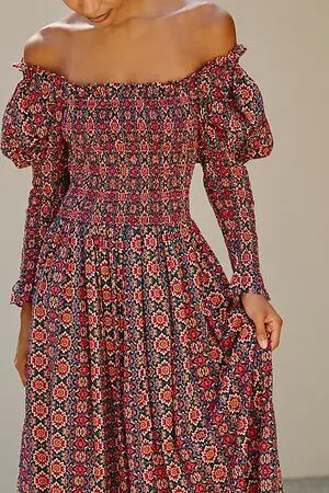 RO'S GARDEN Jocelyn 100% Cotton Midi Dress
