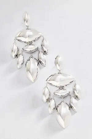 Anthropologie Sculptural Chandelier Drop Earrgs Silver