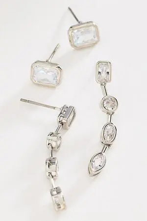 Anthropologie Gemstone Drop Earrgs - Silver