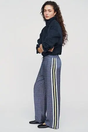 Maeve Merricksart X Brookl Tie-front Pull-on Pants - Blue Pattern