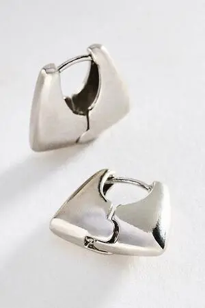 Anthropologie Square Flat Huggie Hoop Earrgs Silver