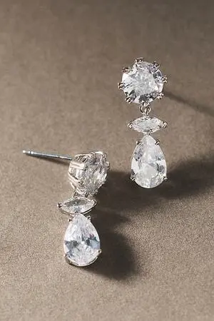 Nadri Kai Mixed Crystal Drop Earrgs - Silver