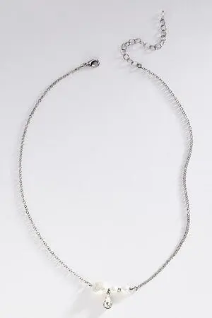 Anthropologie Delicate Pearl Necklace - Silver