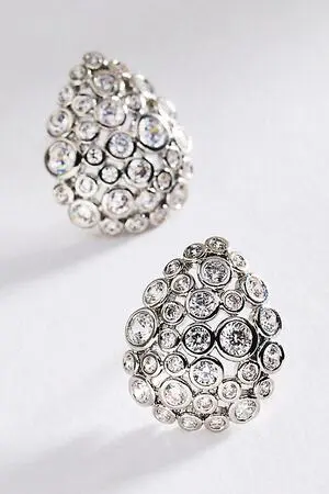 Anthropologie Encrusted Pear Earrgs - Silver