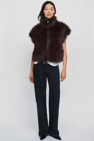 Sanctuary Faux Fur Vest Jacket - Brown