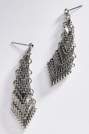 Anthropologie Woven Metal Drop Earrgs - Silver