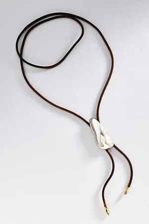 Anthropologie Sculptural Bolo Necklace - Silver