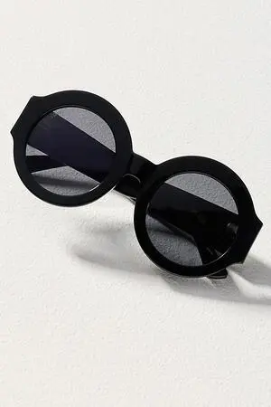 TRANSPARENT Circle Mirrored Temple Sunglasses Black