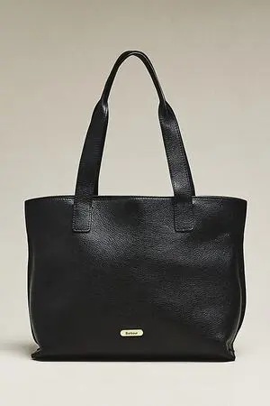 Barbour Alder Large Leather Tote Bag - Black