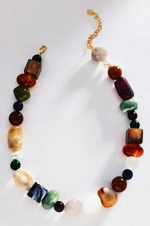 MACRAE & CO. Woodland Beaded Necklace - Neutral Pattern