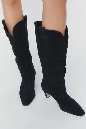 Anthropologie Ruched Ridg Boots - Black