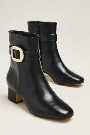 Maeve Buckle Block-heel Boots - Black