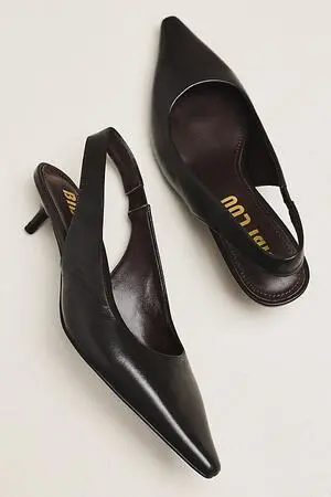 BIBI LOU Helmut Leather Kitten Heels - Brown