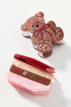 FRASIER STERLING Fall Icon Hair Claw Clips, Set Of 2 - Brown Pattern
