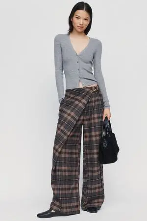 MUSE ASSEMBLY Elena 100% Cotton Trousers Pants - Check