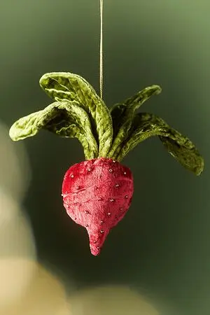 Anthropologie Janelle Beaded Velvet Vegetable Ornament - Radish