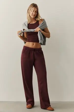 Daily Practice Fleece Wide-leg Sweatpants - Cabernet