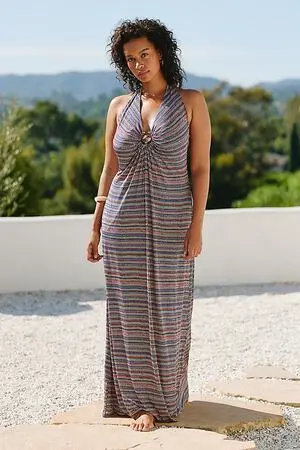 AFRM Plus Huston Shy Knit Maxi Dress - Multi Stripe