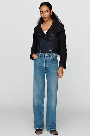 PILCRO Denim & Sweater Knit Cardigan