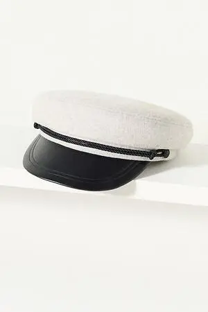 WYETH Knox Leather Wool Newsboy Cap - Grey