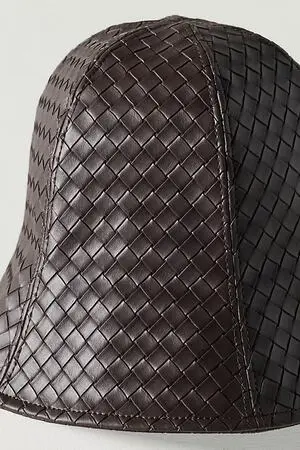 WYETH Woven Leather Cloche - Chocolate