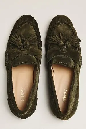 Maeve Tassel Suede Loafers - Olive