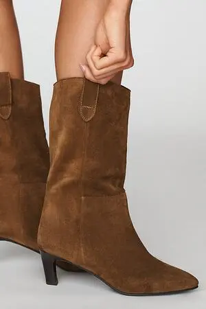 Anthropologie Suede Western Boots - Tan