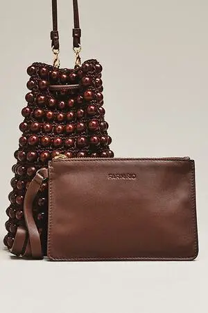 Farm Rio Beaded Macramé Bucket Bag