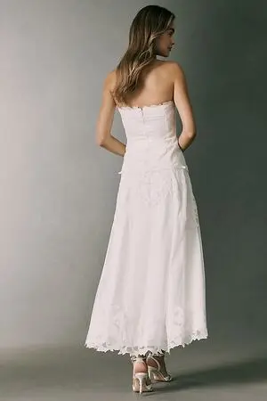 Bhldn Strapless Lace High-low Maxi Dress