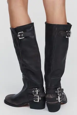 SILENT D Demi Leather Buckle Boots