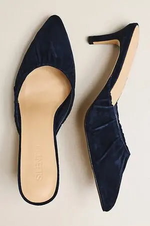 SILENT D Crilla Scrunch Kitten Heel Mules - Navy