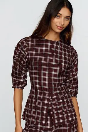 ALIGNE Janey Ruched Sleeve Blouse - Multi Check