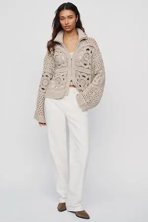 Anthropologie Claret Crosette Cotton Wool Blend Cardigan