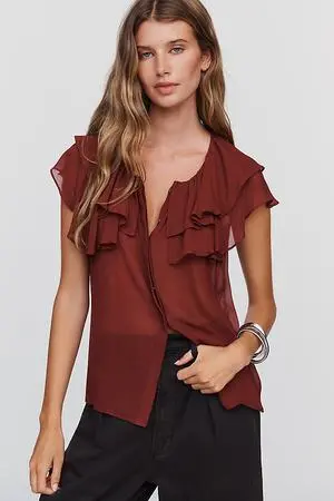 Paige Lucia Ruffled Blouse - Copper