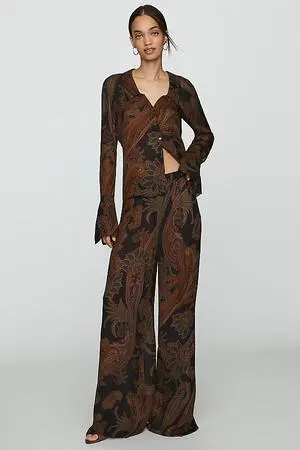 Paige Cara Wide-leg Pants - Black Pattern