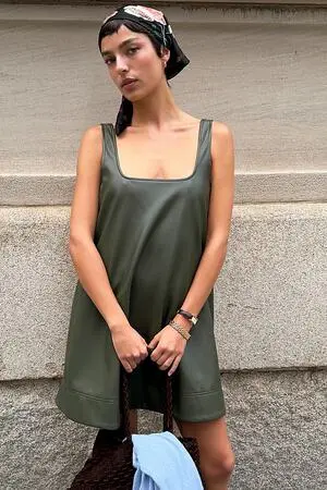 Maeve Keiko Faux Leather Mi Dress