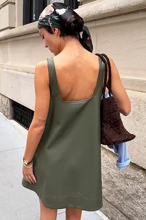 Maeve Keiko Faux Leather Mi Dress
