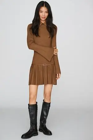 Avec Les Filles Pleated Sweater Mi Dress