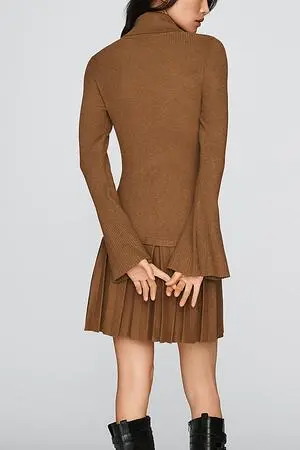 Avec Les Filles Pleated Sweater Mi Dress