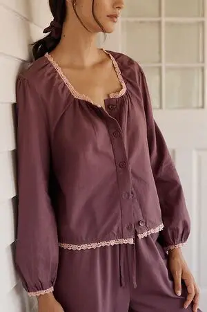 TBCO 100% Cotton Eyelet-trim Pajama Set