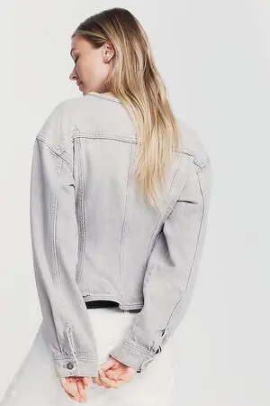 PILCRO 100% Cotton Collarless Peplum Jacket