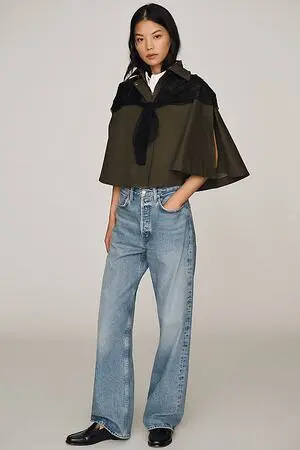 Anthropologie Lace Scarf Poncho Trench Coat Jacket - Moss