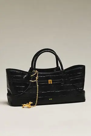 Maeve Dachshund Metal Charm Tote Bag - Black