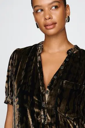PILCRO Aly Velvet Puff-sleeve Mi Dress